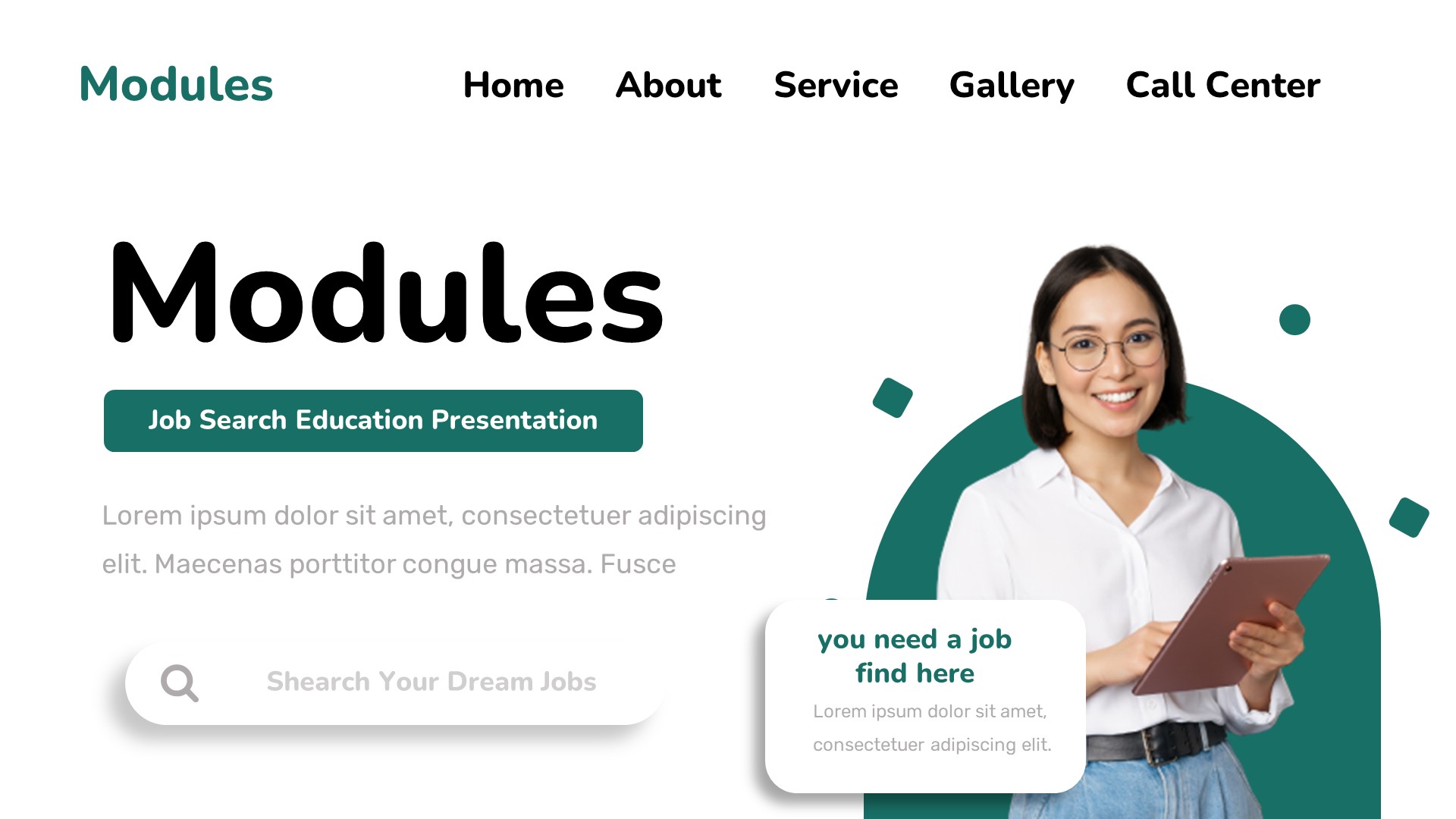 Modules - Job Board Education Powerpoint Template, Presentation Templates