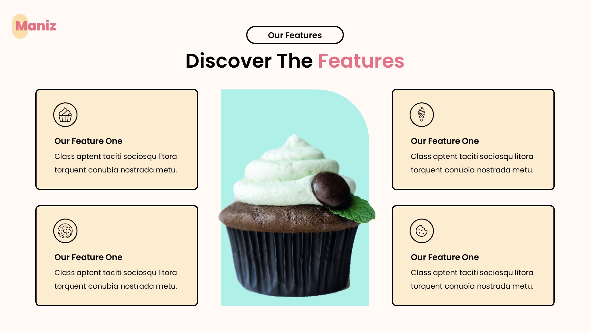 Maniz - Sweet & Dessert Cake Powerpoint Template, Presentation Templates