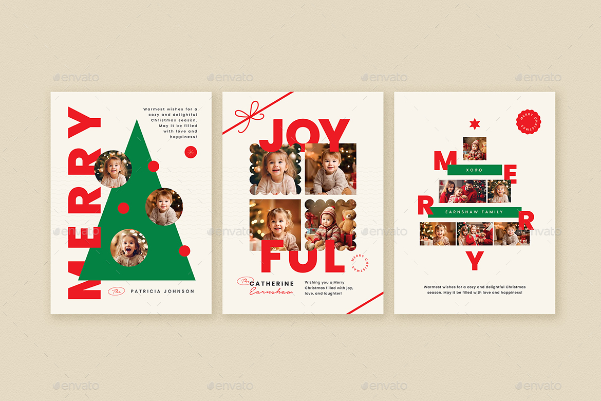 6 Simple Christmas / Holiday Card, Print Templates | GraphicRiver