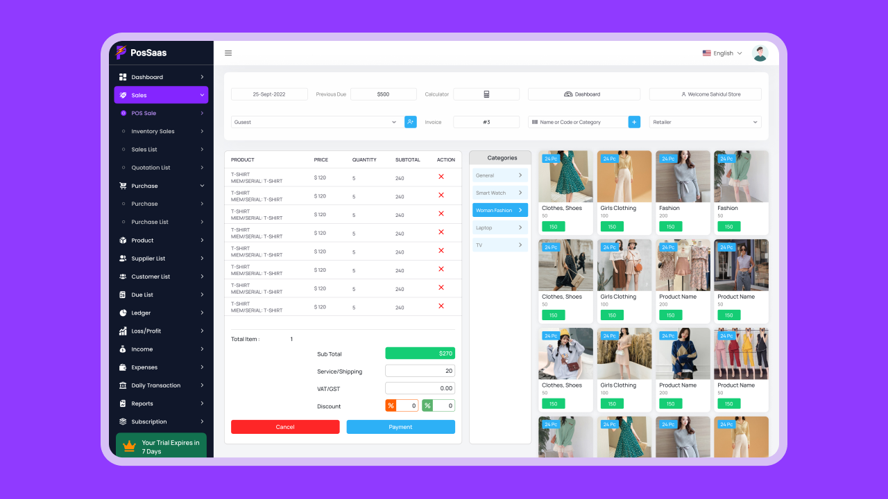 POS SAAS - Flutter POS Billing Inventory Software with HRM App+Web+Super Admin by Acnoo