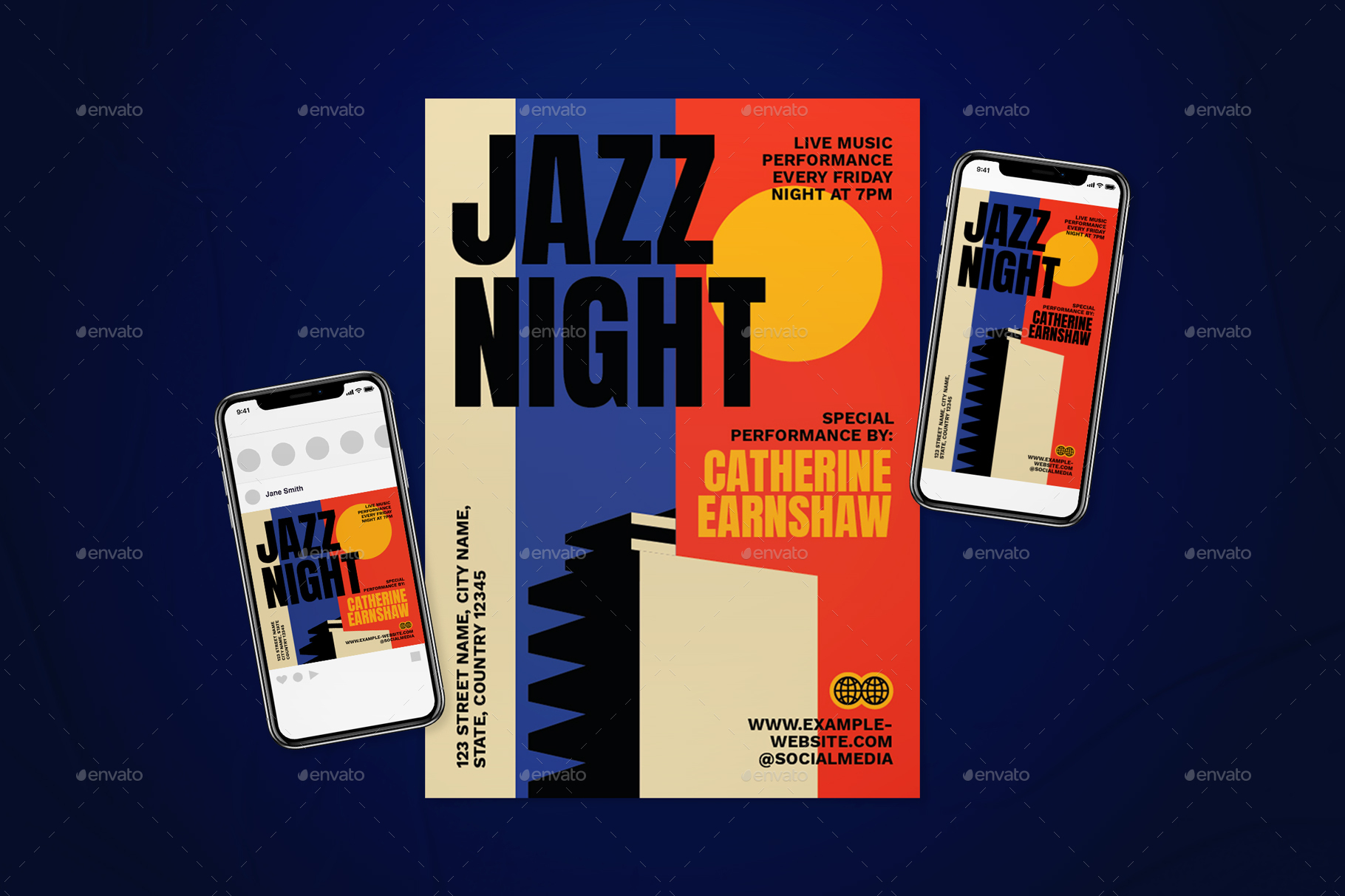 Jazz Night Music Event Flyer Set, Print Templates | GraphicRiver