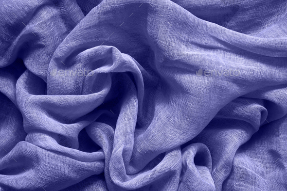 Lilac very peri cotton fabric background. Color of the year 2022 toned ...