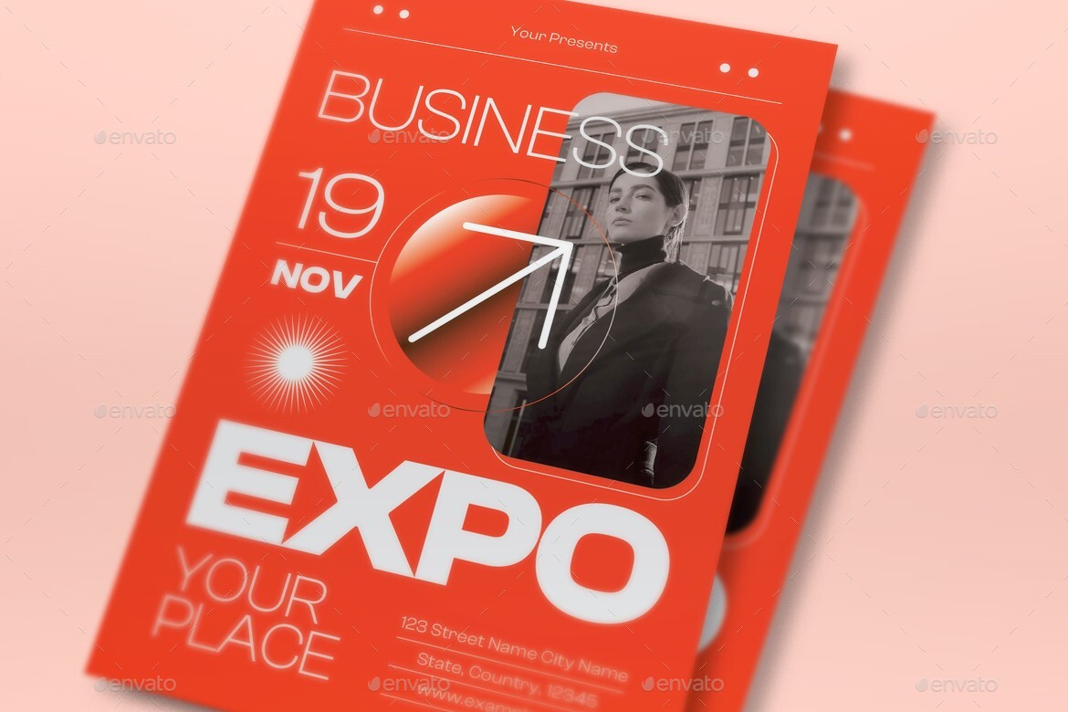 Black Modern Business Expo Flyer Set, Print Templates | GraphicRiver