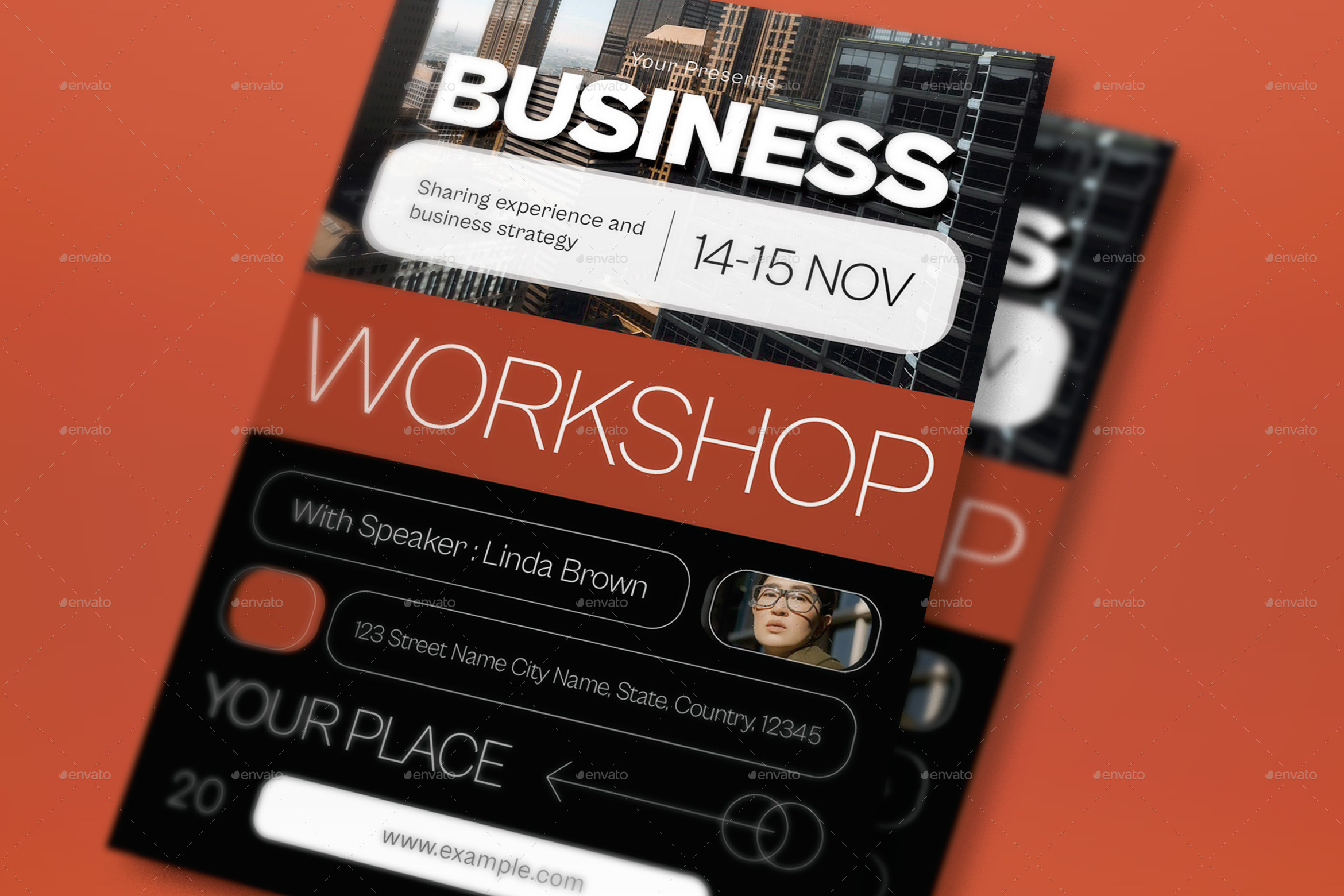 Black Modern Business Workshop Flyer Set, Print Templates | GraphicRiver