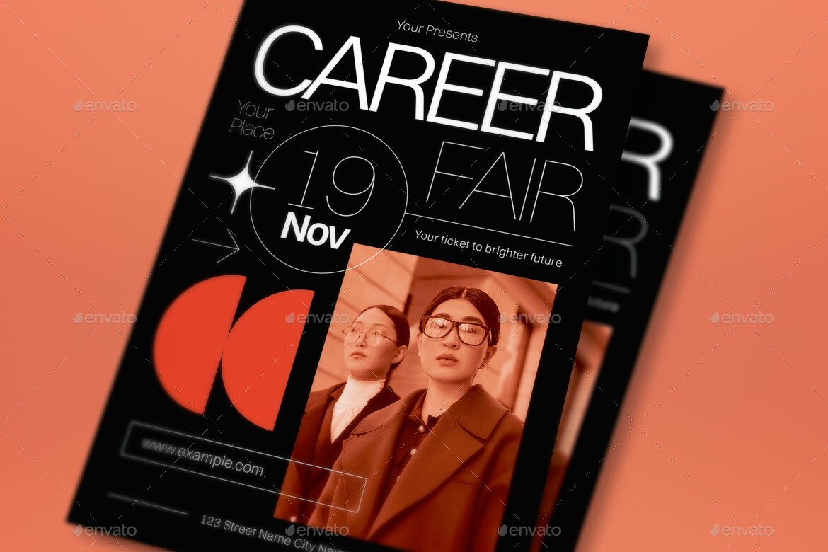 Black Modern Career Fair Flyer Set, Print Templates | GraphicRiver
