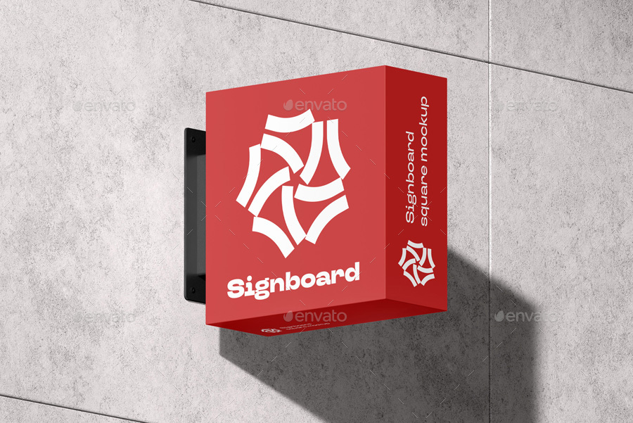 Signboard Square Mock-up, Graphics | GraphicRiver