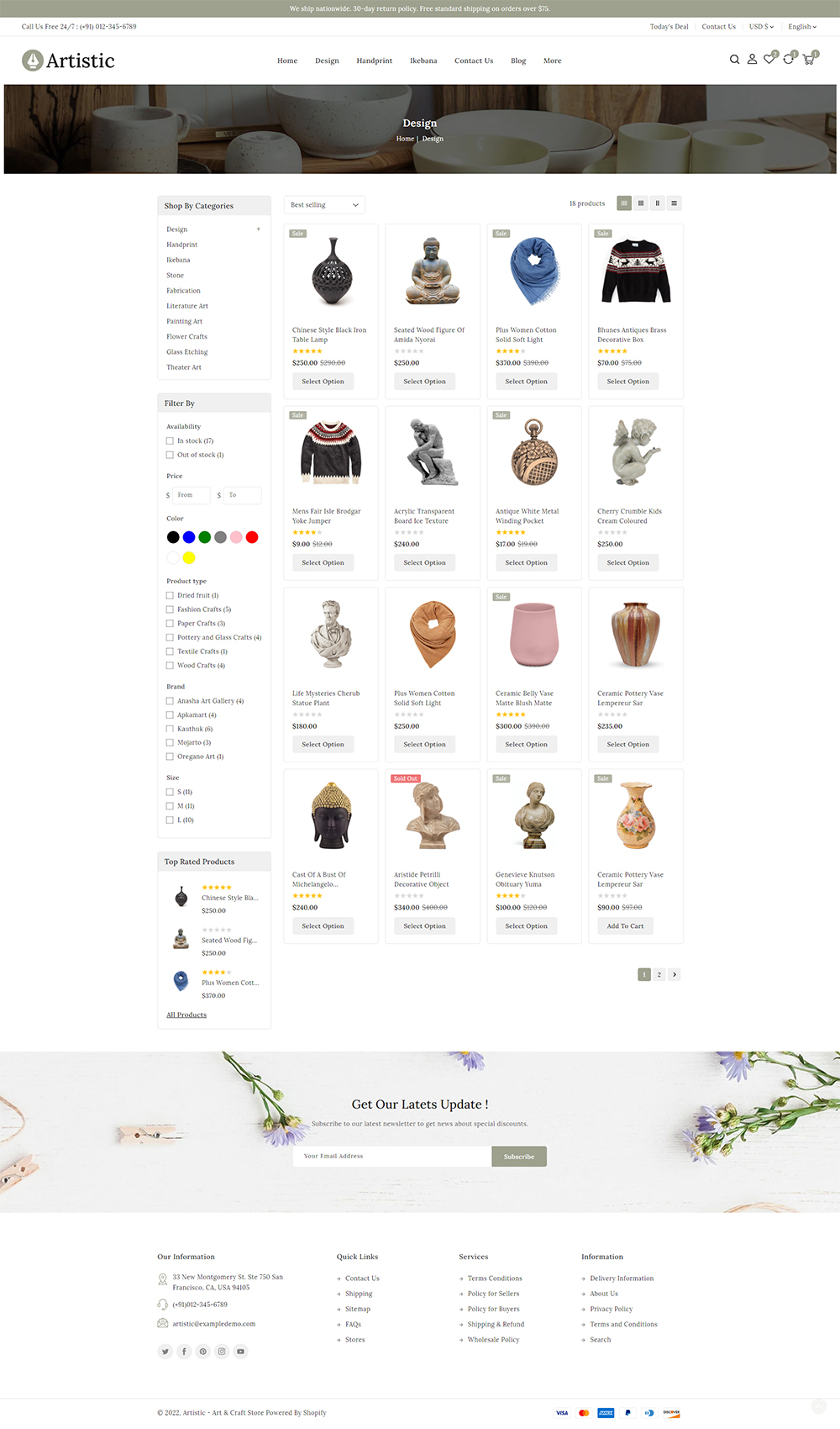 Artistic - Art & Craft Store Shopify Responsive Theme by codezeel ...