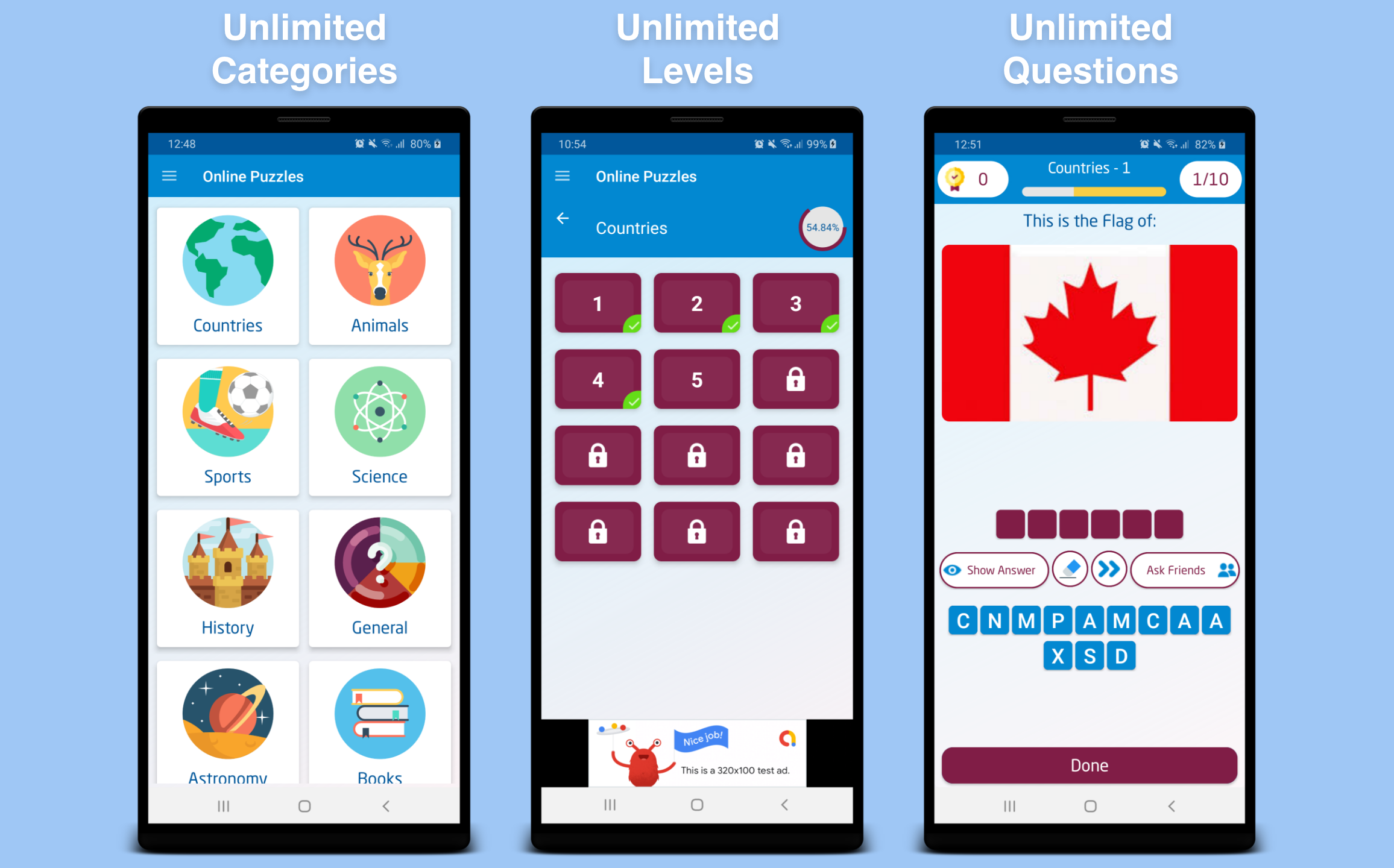 Online Word Quiz + Image Guess + Sound Guess Puzzle Game for Android by LeenahAlbanna