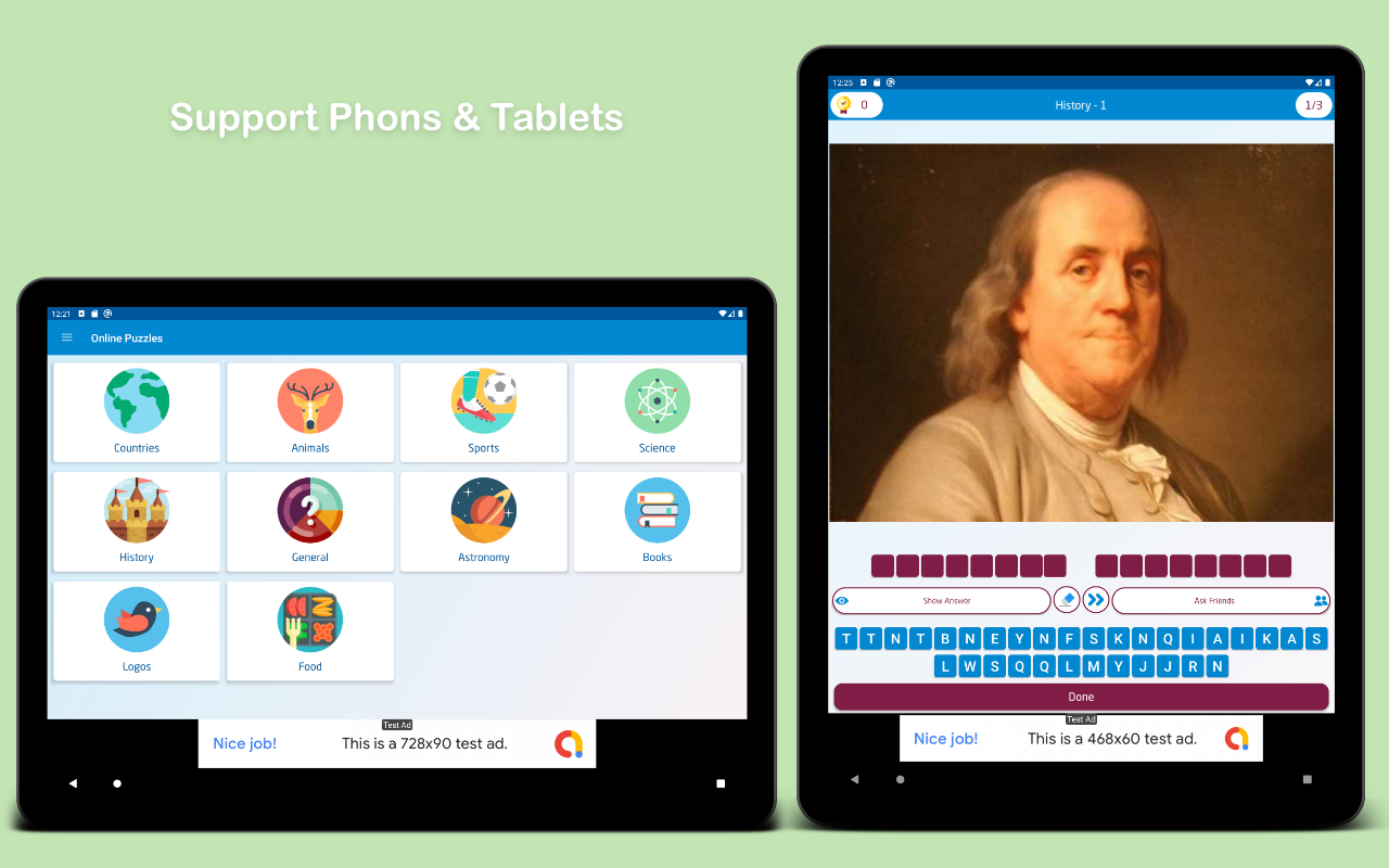Online Word Quiz + Image Guess + Sound Guess Puzzle Game for Android by LeenahAlbanna