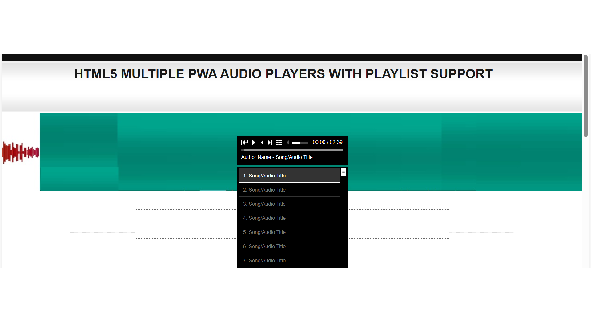 HTML5 Multiple PWA Audio Players with Playlist Support by juliusondroid