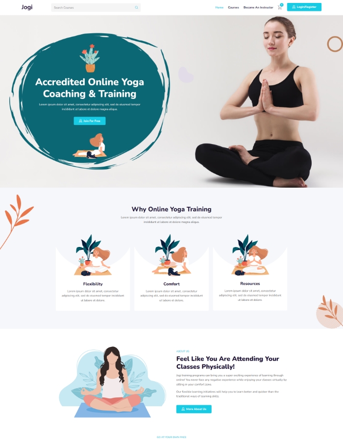 Jogi - Yoga Fitness Coaching & Online Training Template Built with Next.js v15.3 and React v19.1 ...