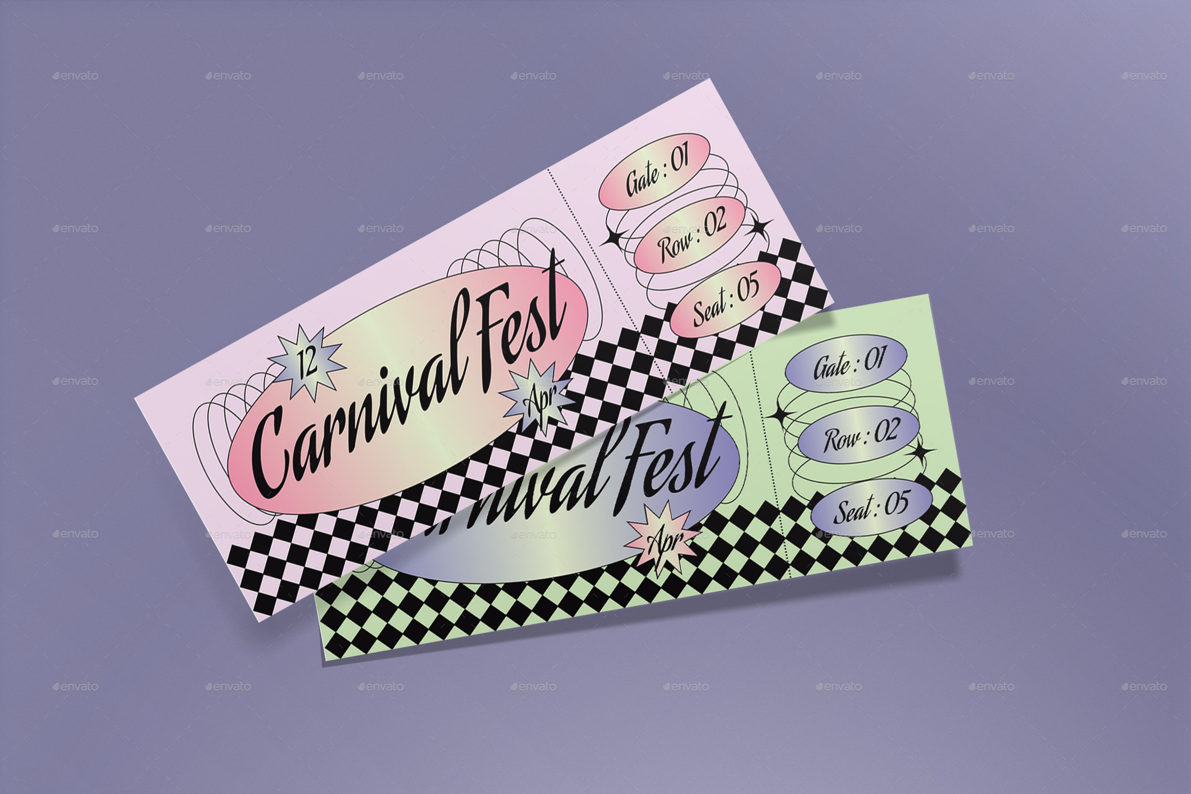 Pink Retro Carnival Ticket, Print Templates | GraphicRiver