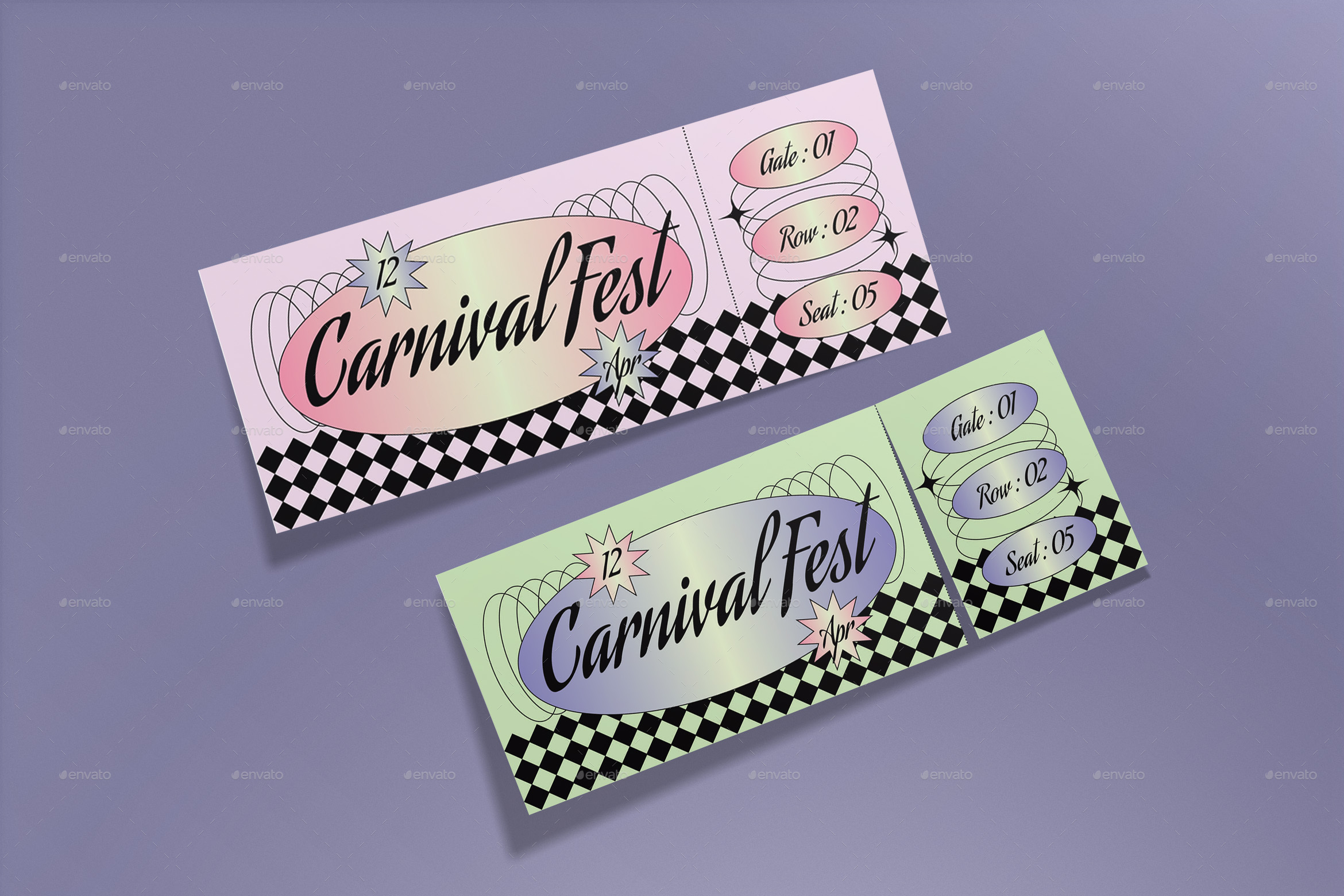 Pink Retro Carnival Ticket, Print Templates | GraphicRiver