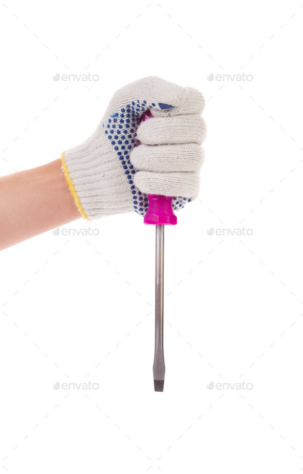 Hand holding screwdriver. Stock Photo by indigolotos | PhotoDune