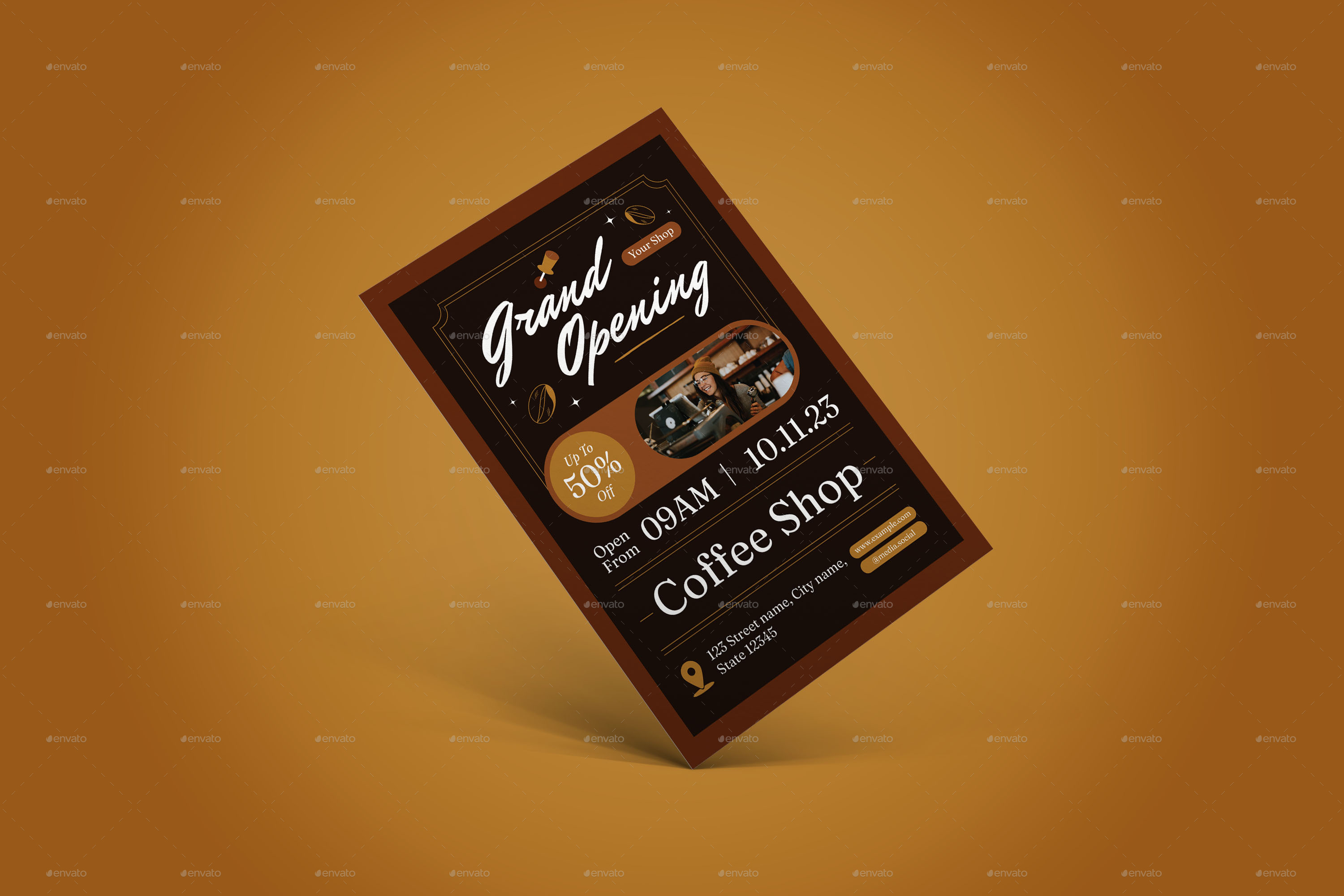 Grand Opening Coffee Shop Flyer, Print Templates | GraphicRiver