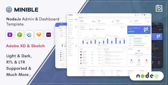 Minible - Node Js Admin & Dashboard Template by Themesbrand | ThemeForest