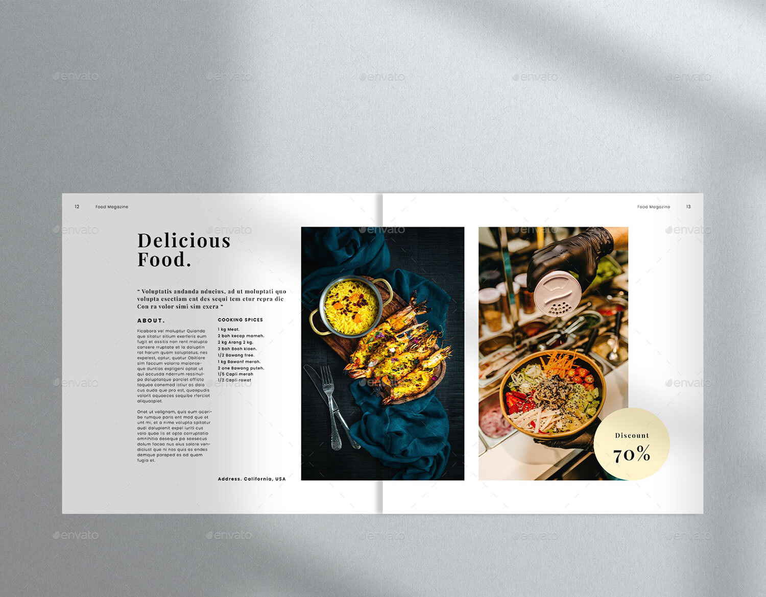 Square Food Magazine, Print Templates | GraphicRiver