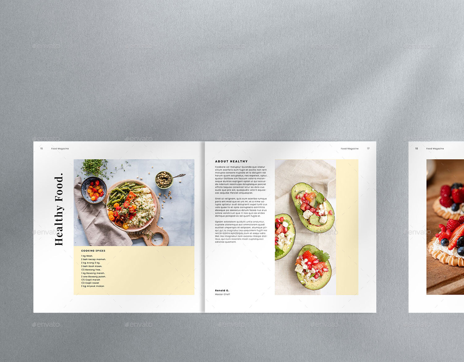 Square Food Magazine, Print Templates | GraphicRiver