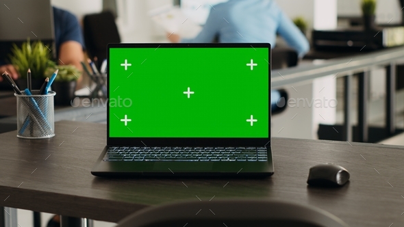 Wireless pc with greenscreen at desk Stock Photo by DC_Studio | PhotoDune