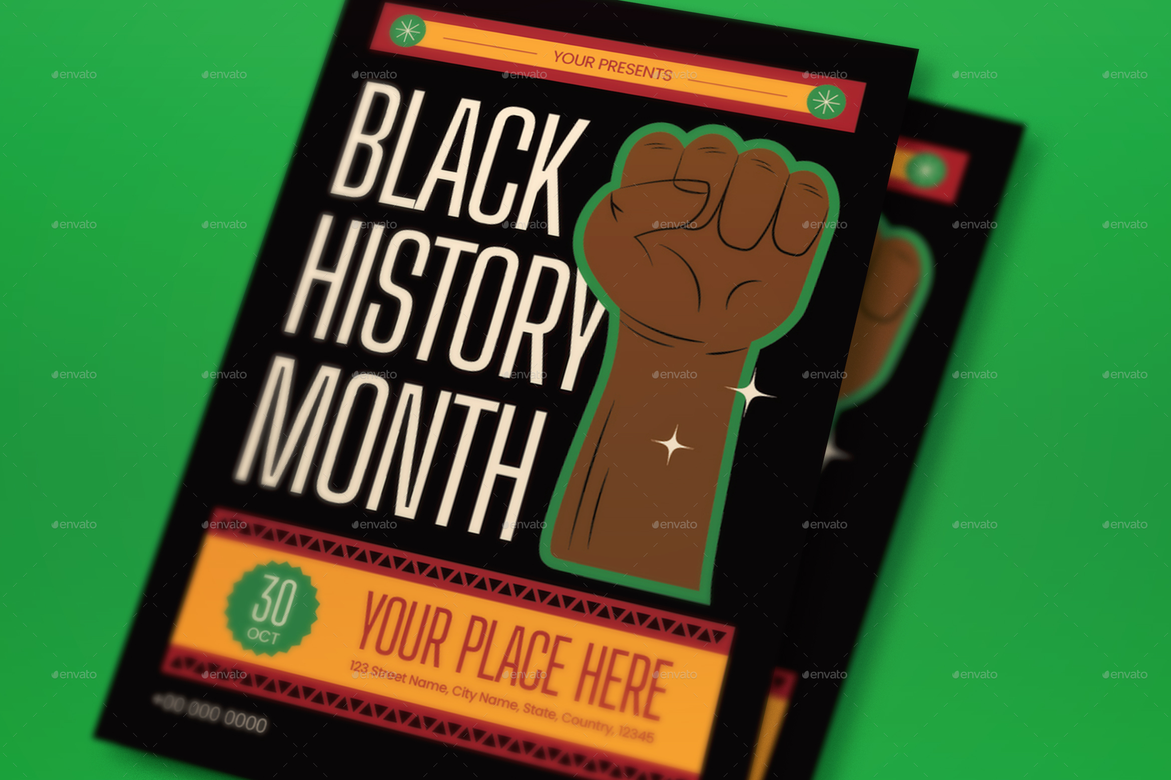 Black Hand Drawn History Month Flyer set, Print Templates | GraphicRiver