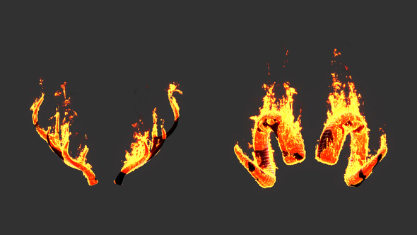 Fiery Burning Horn Duo Pack Looping with Luma mask, Motion Graphics