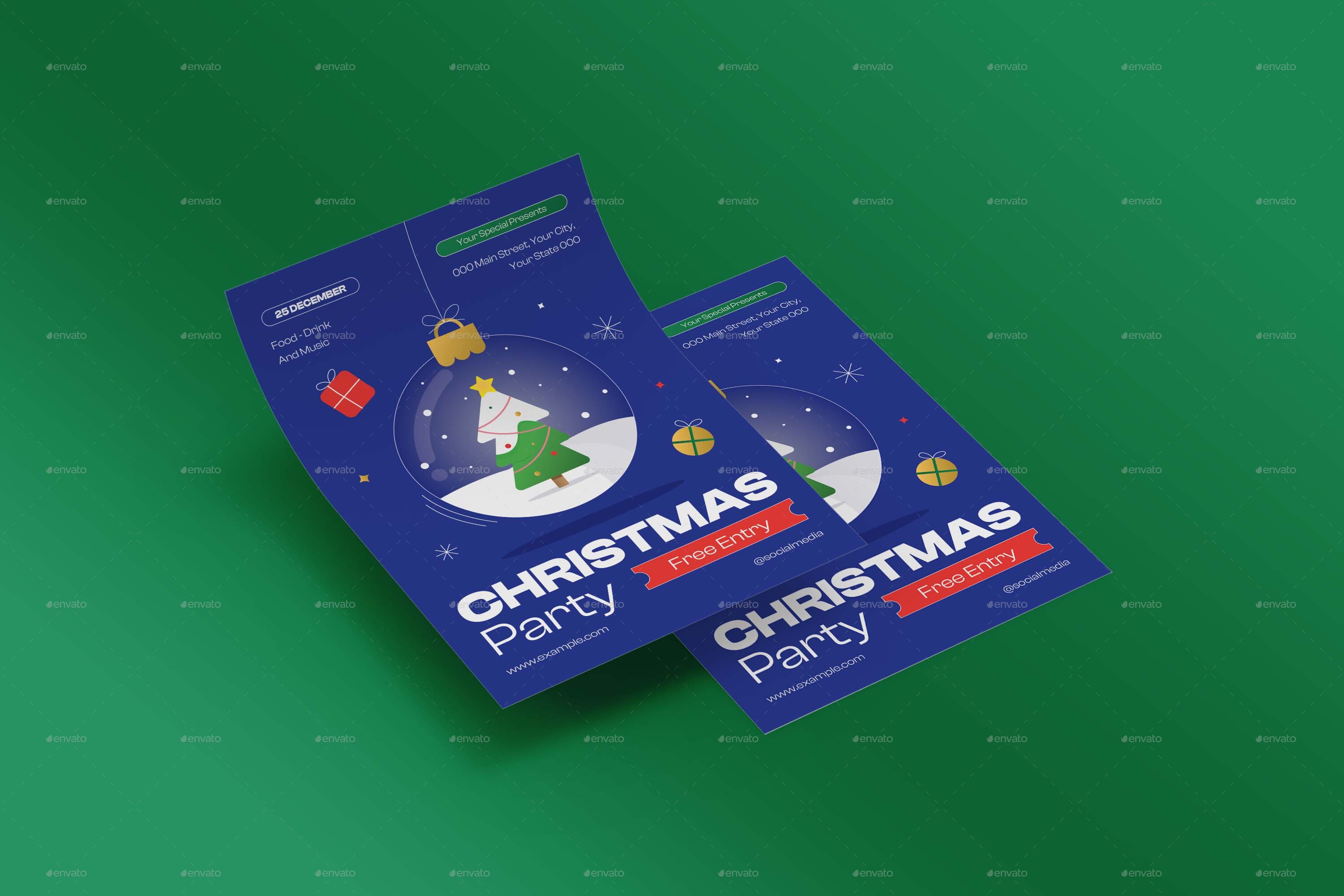 Christmas Party Event Flyer Set, Print Templates | GraphicRiver