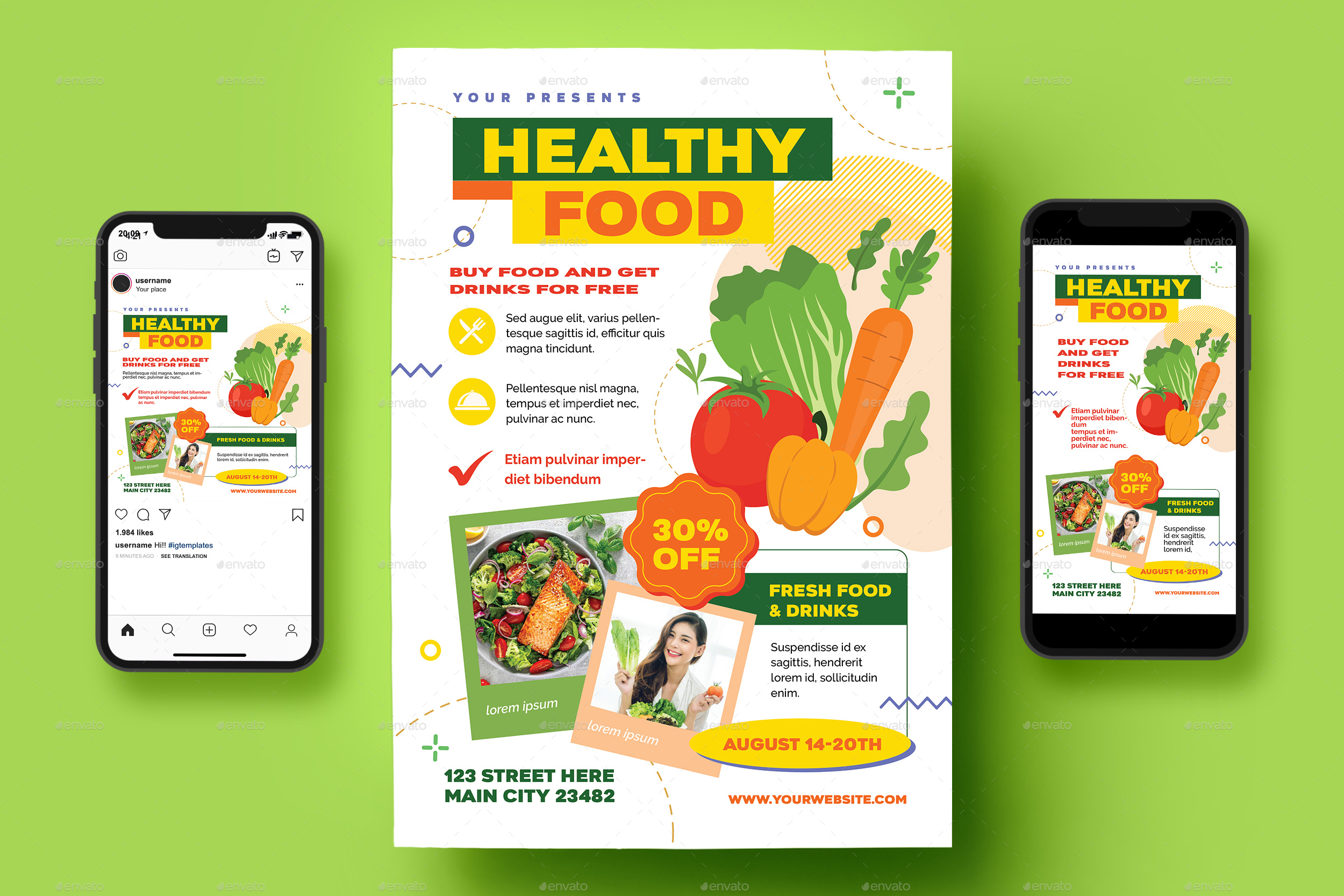 Healthy Food Flyer, Print Templates | GraphicRiver