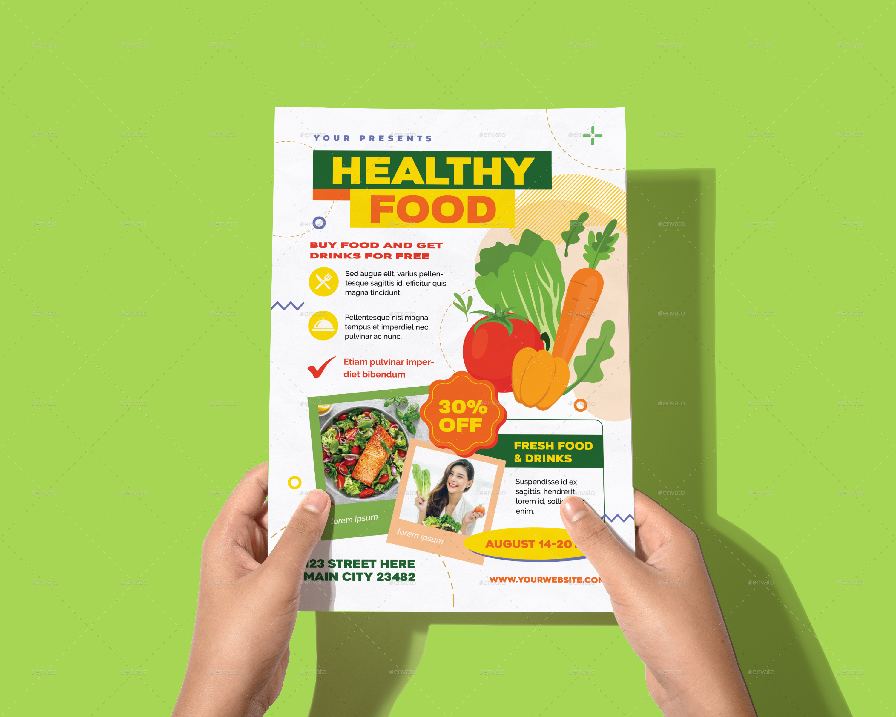 Healthy Food Flyer, Print Templates | GraphicRiver