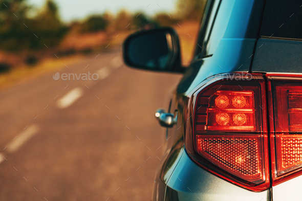 Car rear stop light, vehicle back light blinking Stock Photo by ...