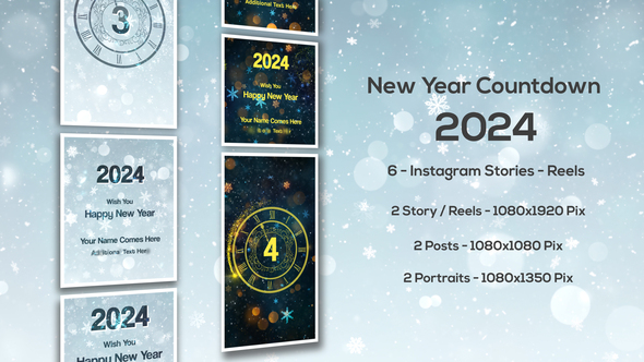 New Year Countdown 2024 - Instagram Stories, After Effects Project Files
