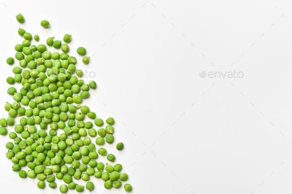 Green peas border on white background. copy space Stock Photo by ja-aljona