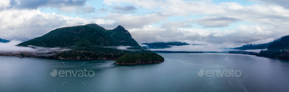 Howe Sound with Canadian Mountain Landscape Nature Aerial Background ...