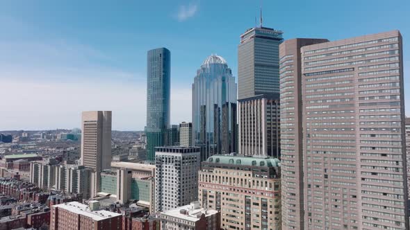 Modern High Rise Downtown Skyscrapers Towering High Above Town ...