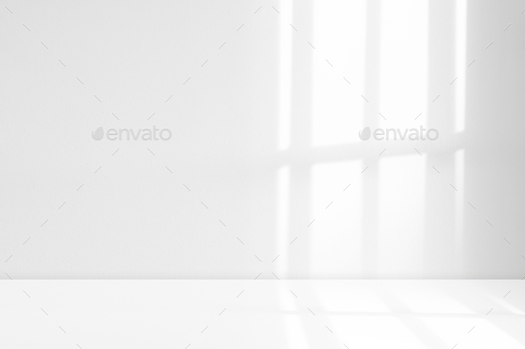 Background White Wall Studio with Light,Blinds Window Shadow Reflection ...