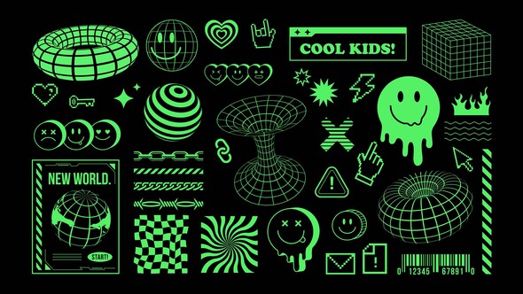 Retro Y2K Animated Elements, After Effects Project Files | VideoHive