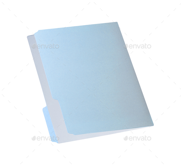 Blank blue card folder file with paper Stock Photo by photobalance