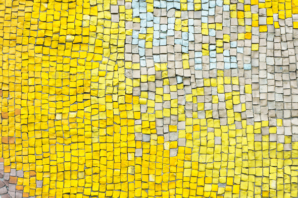 Abstract Mosaic Ceramic Tile Background, Pattern Of Yellow And White ...
