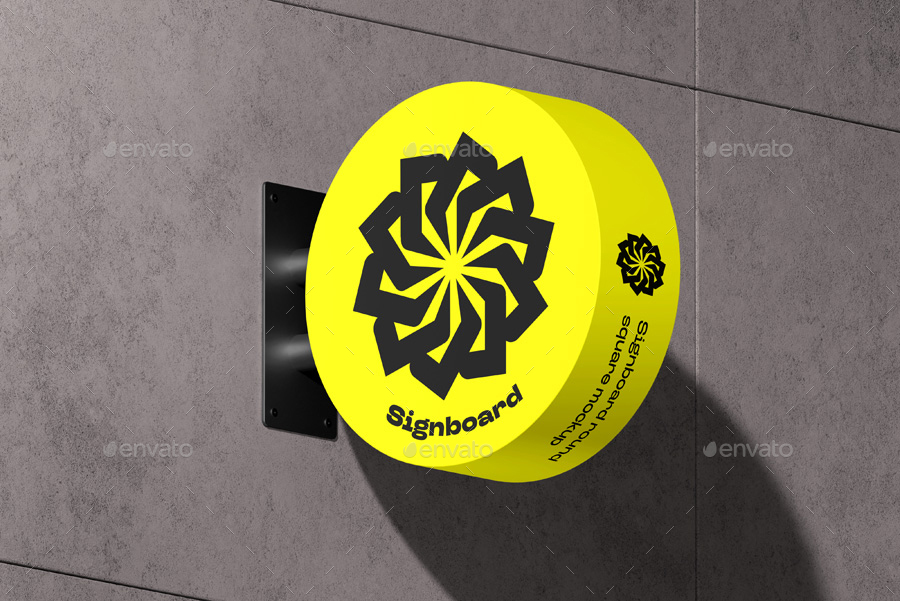 Signboard Round Mock-up, Graphics | GraphicRiver