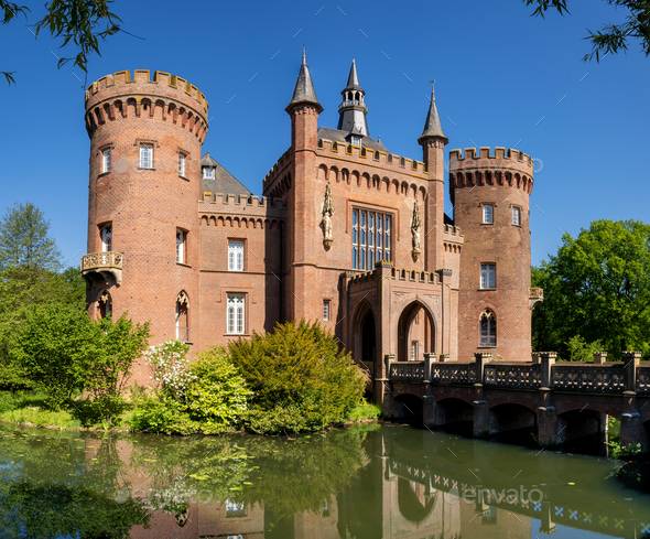 Front view at Moyland castle Stock Photo by arbortek | PhotoDune