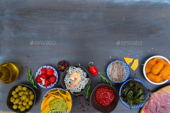 Table with spanish tapas Stock Photo by Neirfy007 | PhotoDune