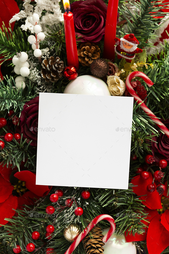 Square card mockup, Christmas background Stock Photo by bestproject