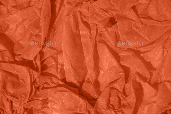Crumpled paper Peach Fuzz color of the year 2024. Texture crumpled ...
