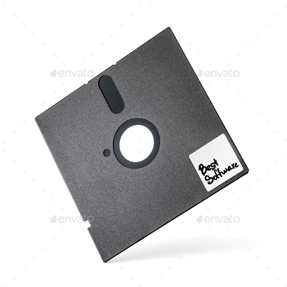 5.25 inch floppy disk isolated on white. Old diskette with label Best ...