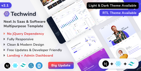 Techwind - React Next.js Saas & Software Multipurpose Landing + Admin Dashboard Template by ...