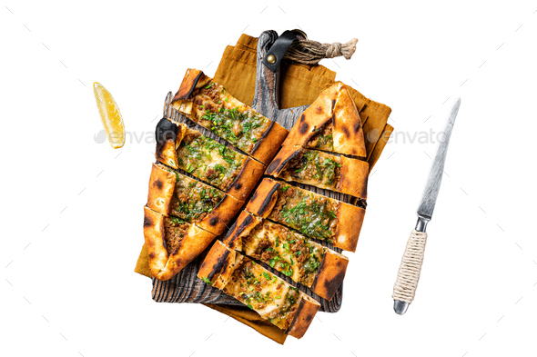 Traditional Turkish baked pide, Middle Eastern snack. Turkish pizza ...