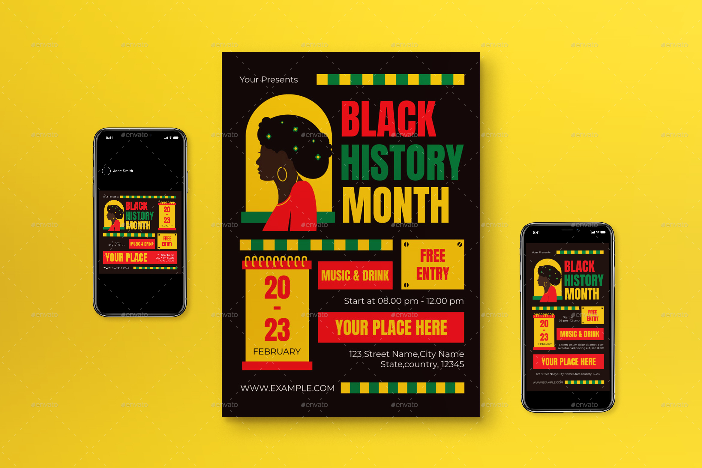 Black Hand Drawn Black History Month Flyer Set, Print Templates ...