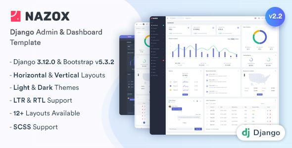 Nazox - Django Admin & Dashboard Template by themesdesign | ThemeForest