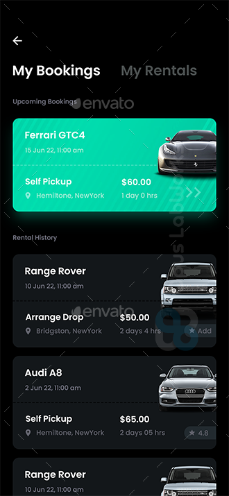 Car Rental Booking App UI | Self-Driving Rental Car | Rent a Car App UI ...