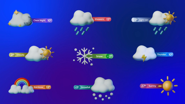 Weather 3D Titles Pack, After Effects Project Files | VideoHive