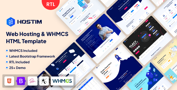 Hostim - Web Hosting Services HTML Template with WHMCS by ThemeTags